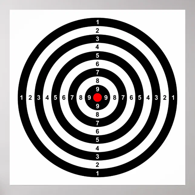 gun shooting range bulls eye target symbol poster | Zazzle