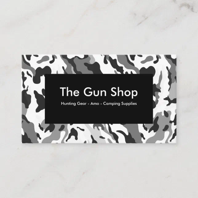 Gun Shop Camouflage Design Business Card | Zazzle