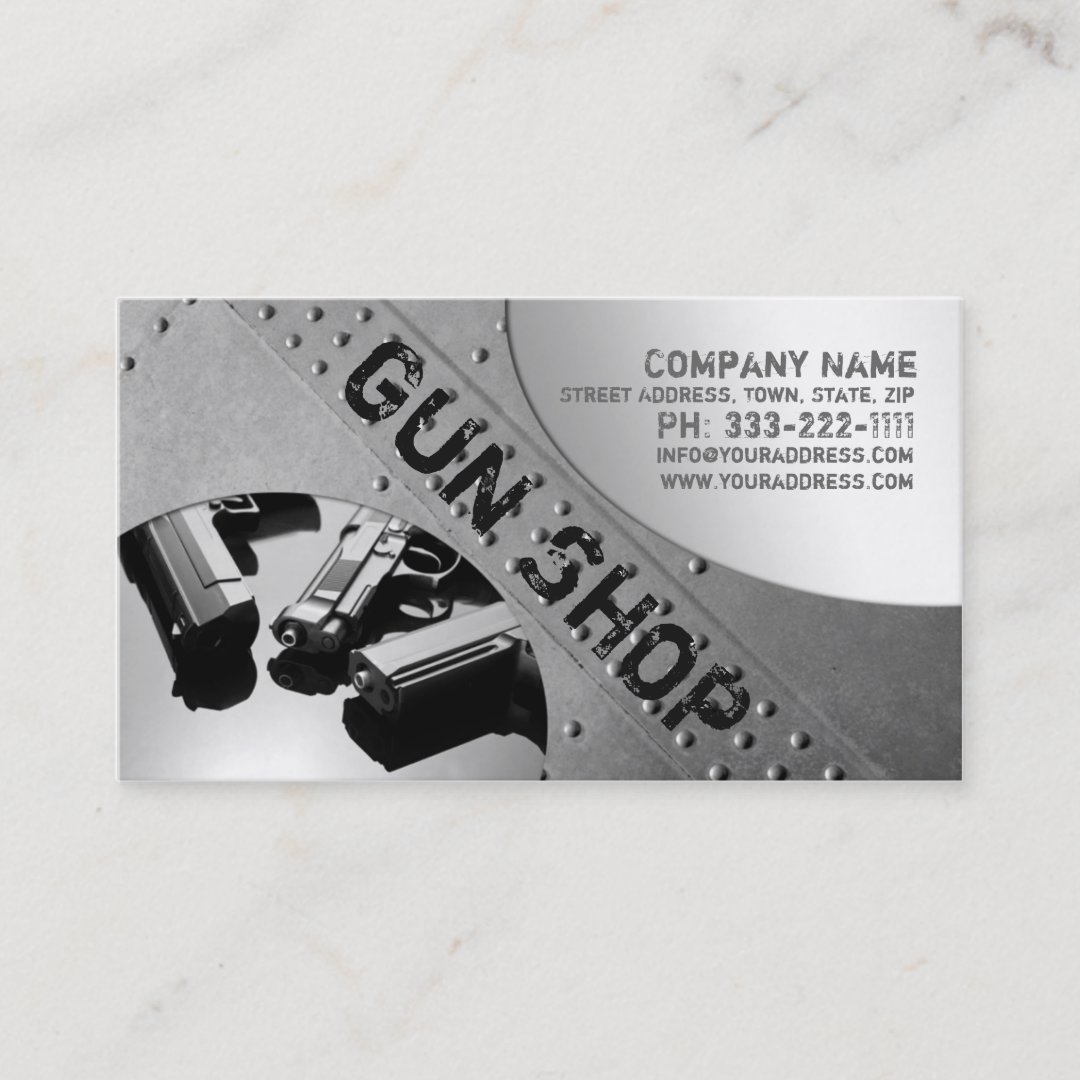 Gun Shop Metal Background Business Card | Zazzle