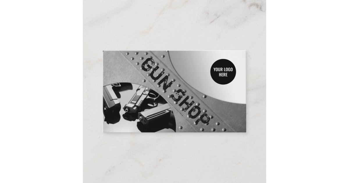 Gun Shop Metal Background Business Card | Zazzle
