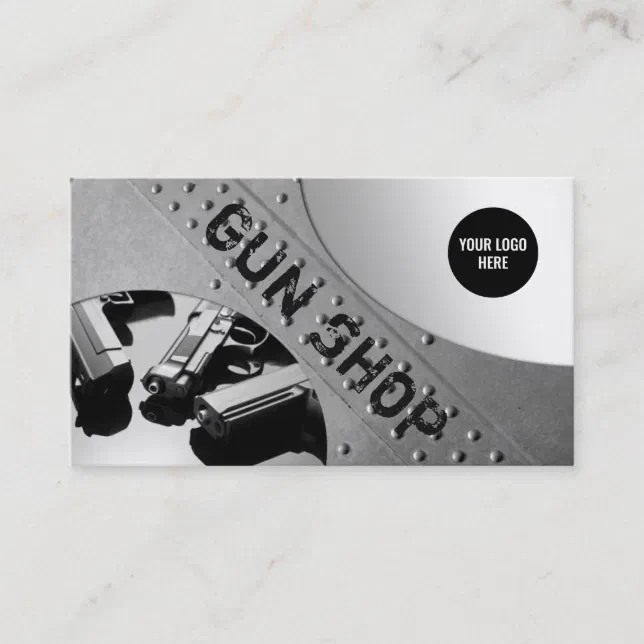 Gun Shop Metal Background Business Card | Zazzle