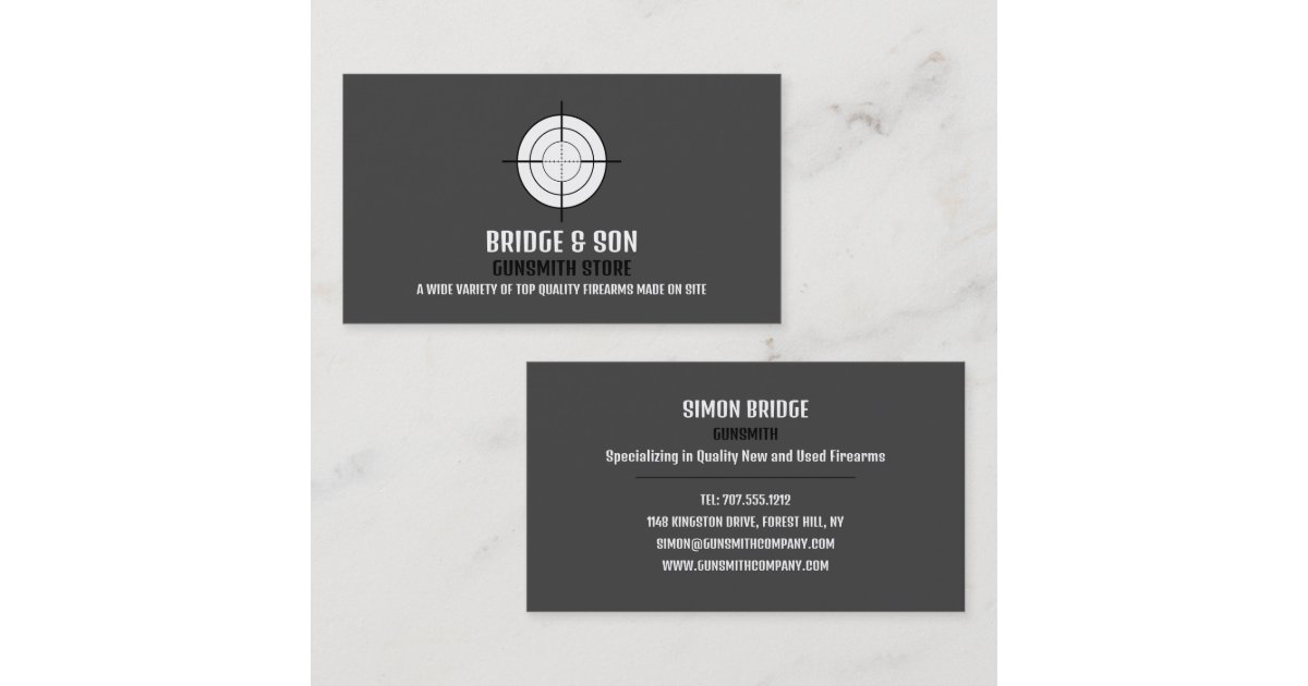 Gun Target, Gunsmith, Gunstore Business Card | Zazzle