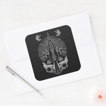 Gungnir - Spear of Odin and Tree of life - Square Sticker | Zazzle
