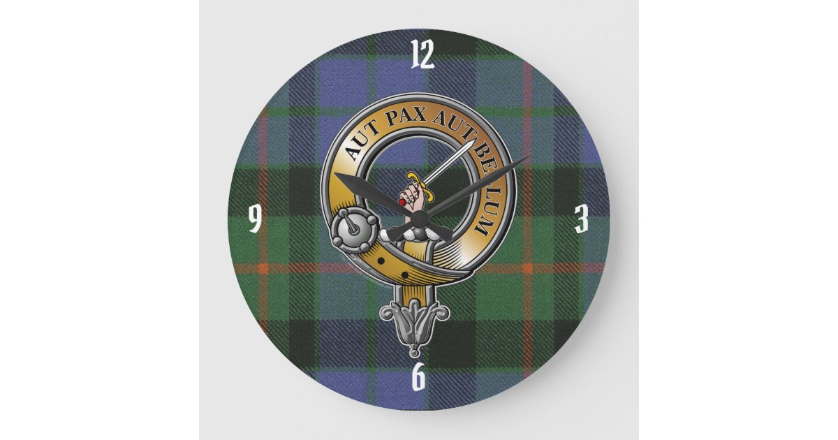 Gunn Tartan & Badge Large Clock | Zazzle