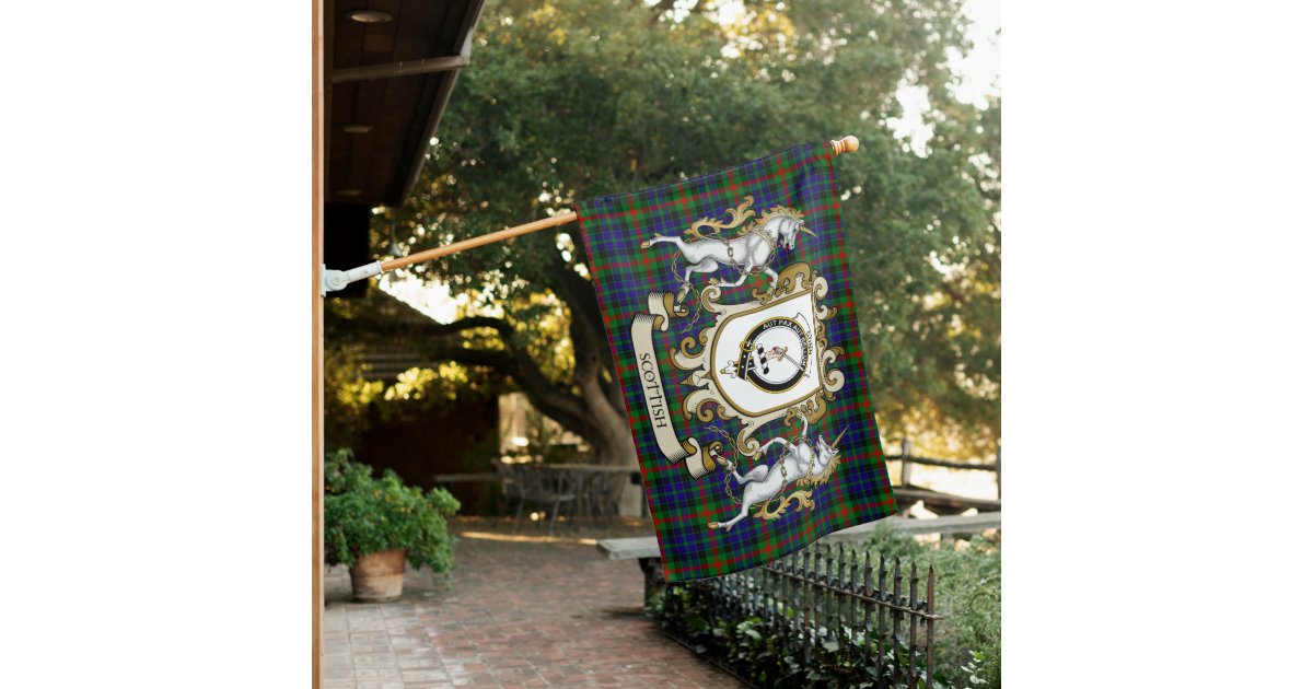 Gunn Tartan Flag Clan Badge With Lion Scottish | Zazzle