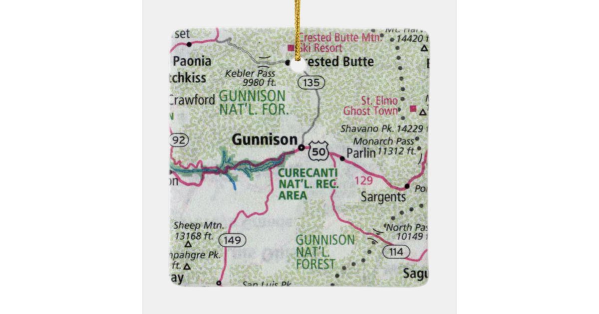Gunnison CO Map Ceramic Ornament | Zazzle