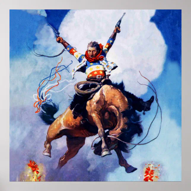 “Guns Ablazing” Western Art by NC Wyeth Poster | Zazzle