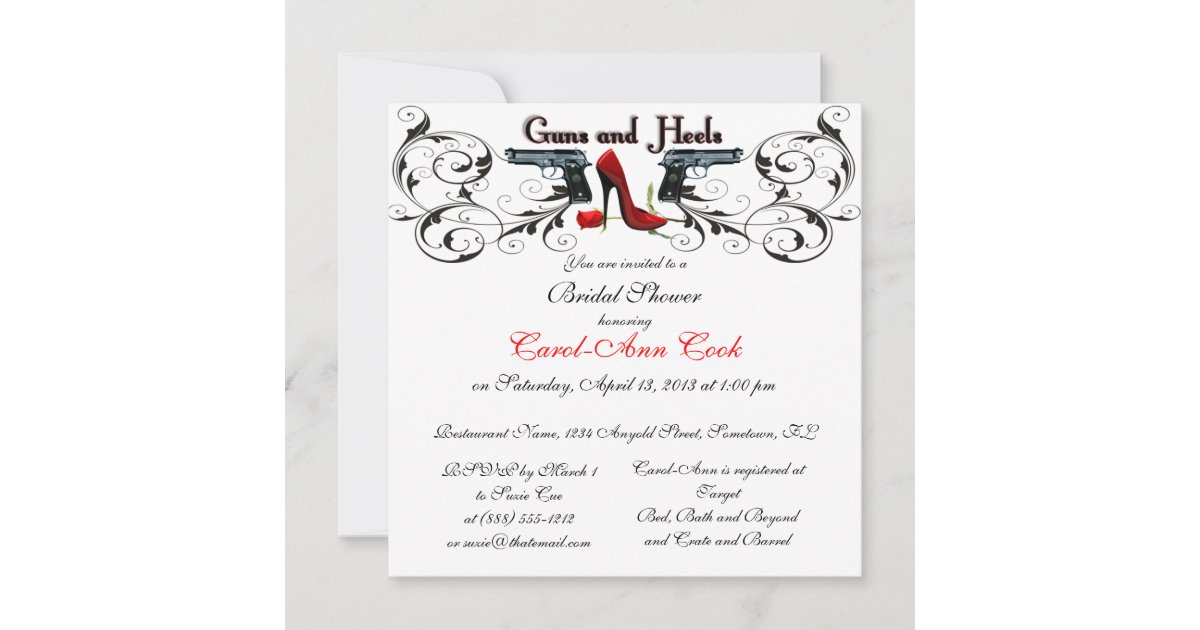 Guns and Heels Custom Bridal Shower Invitation | Zazzle