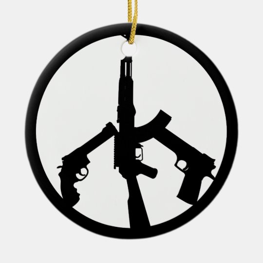Guns In A Peace Sign Ceramic Ornament | Zazzle.com