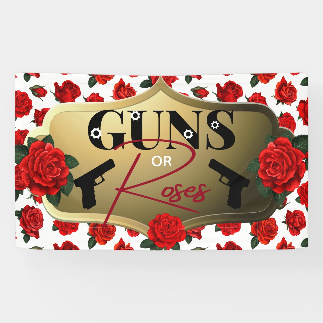 Guns or Roses Gender Reveal Baby Shower Banner | Zazzle