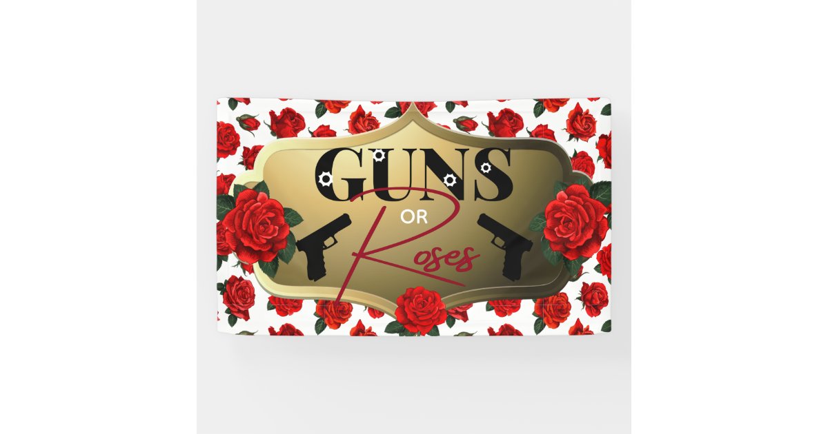 Guns or Roses Gender Reveal Baby Shower Banner | Zazzle