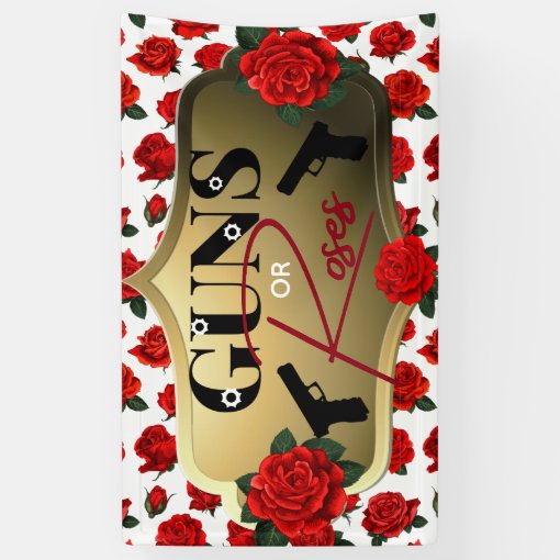 Guns or Roses Gender Reveal Baby Shower Banner | Zazzle
