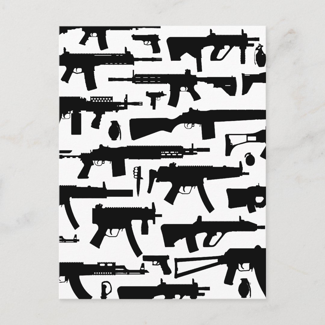 Guns pattern postcard | Zazzle