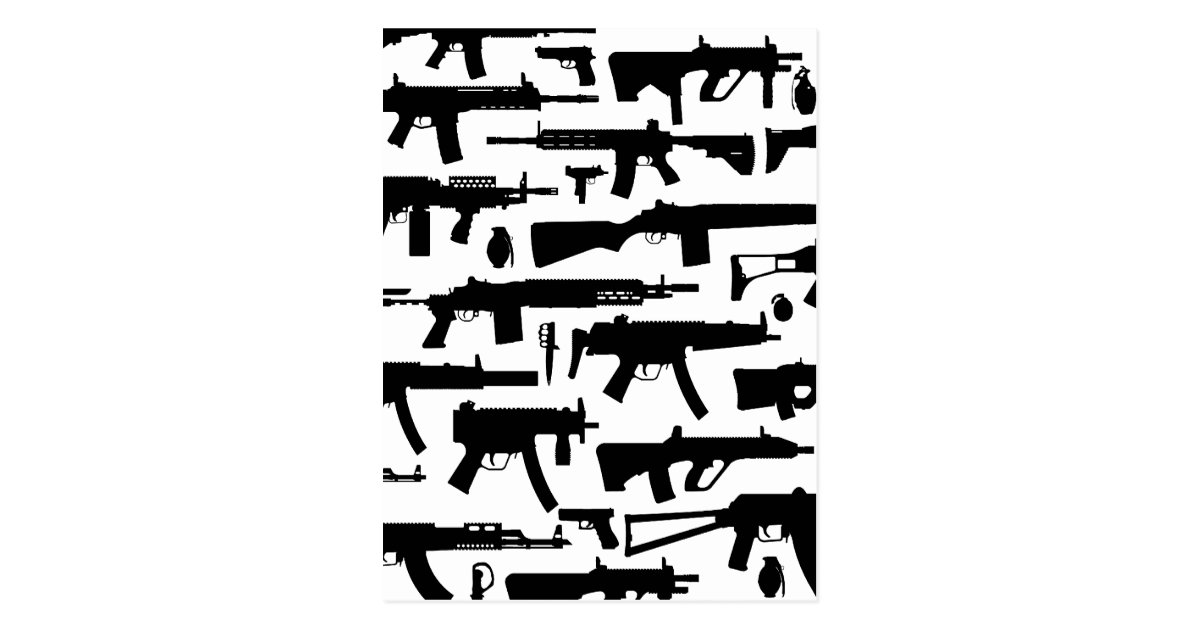 Guns pattern postcard | Zazzle.com