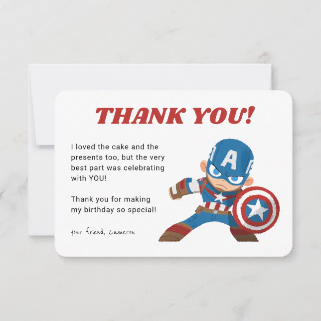 Guri Hiru Captain America Birthday Thank You | Zazzle
