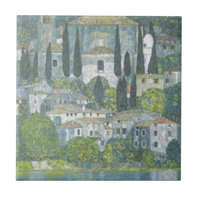 Gustav Klimt - Church in Cassone Art work Tile | Zazzle