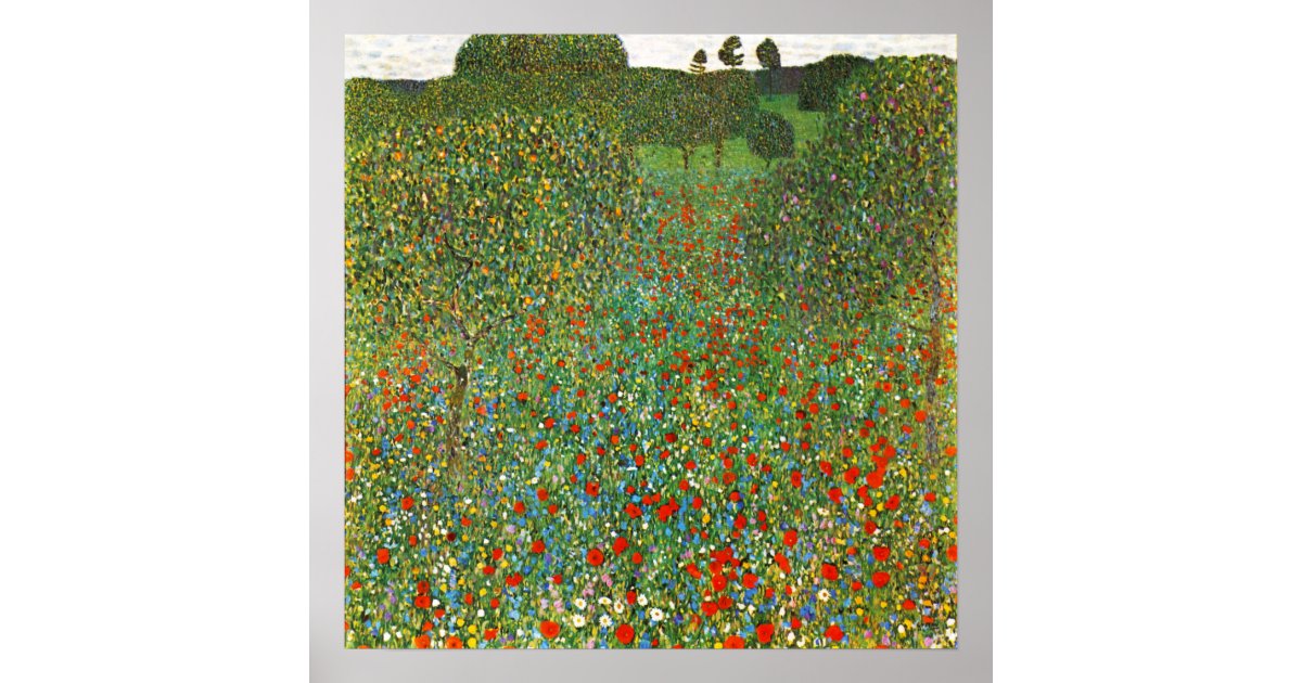 Gustav Klimt Poppy Field Poster | Zazzle
