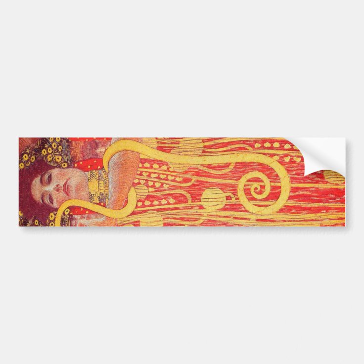 Gustav Klimt Red Woman Gold Snake Painting Bumper Sticker | Zazzle