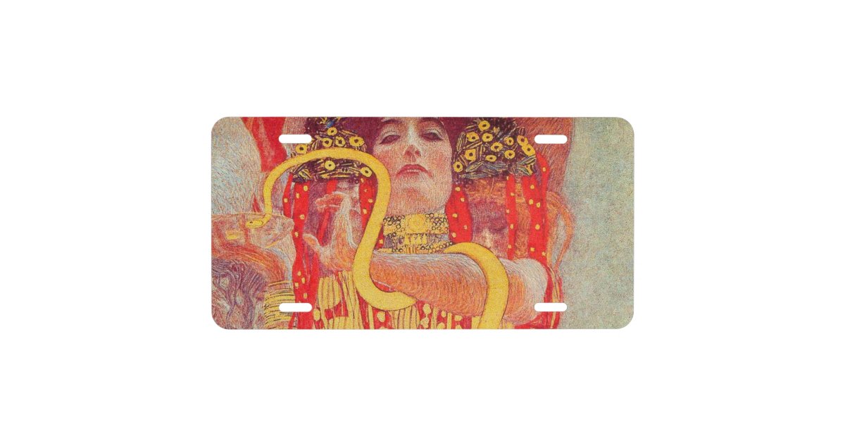 Gustav Klimt Red Woman Gold Snake Painting License Plate | Zazzle