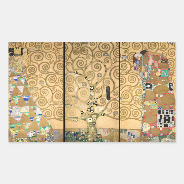 Gustav Klimt - Stoclet Frieze Tree of Life Rectangular Sticker | Zazzle