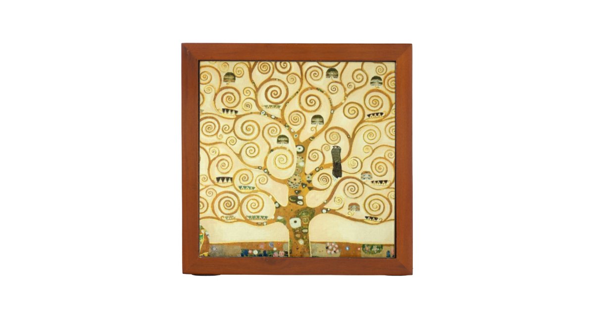 Gustav Klimt The Tree Of Life Vintage Art Nouveau Desk Organizer | Zazzle