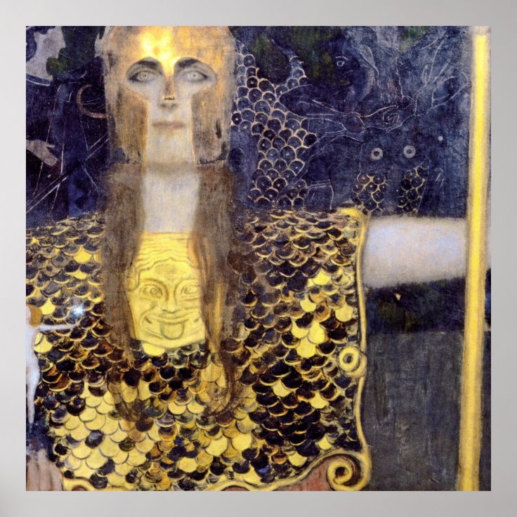 Gustav Klimt's Pallas Athena famous painting Poster | Zazzle