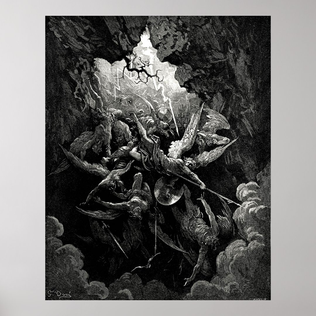 Gustave Doré Milton’s Paradise Lost Hell Engraving Poster | Zazzle