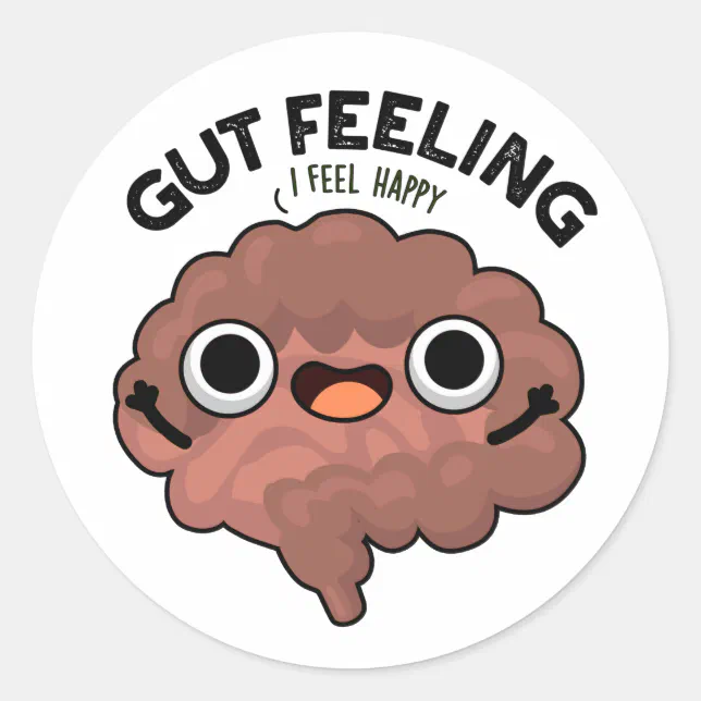 Gut Feeling Funny Anatomy Intestine Pun Classic Round Sticker | Zazzle