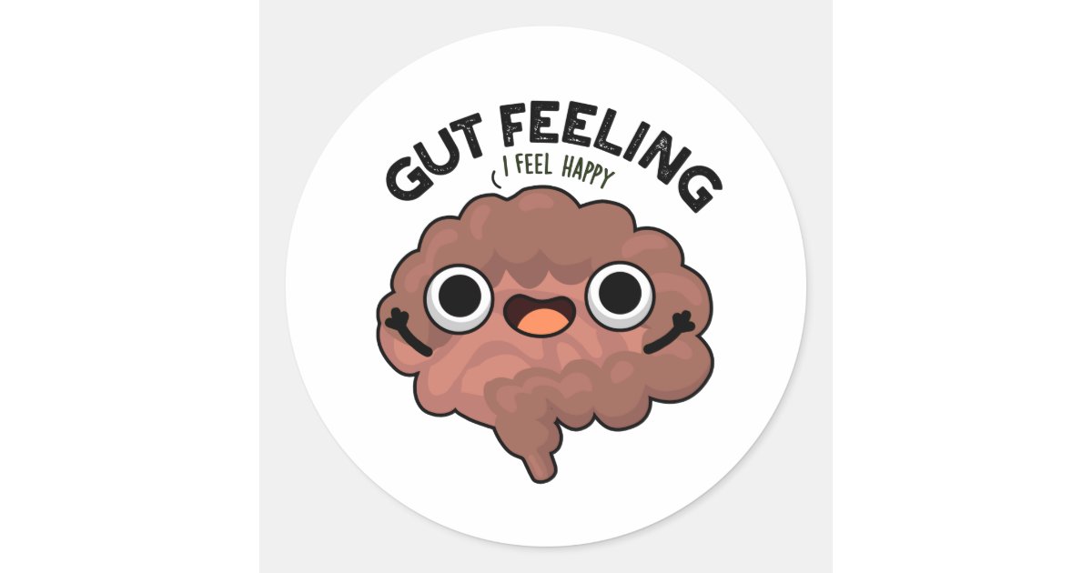 Gut Feeling Funny Anatomy Intestine Pun Classic Round Sticker | Zazzle
