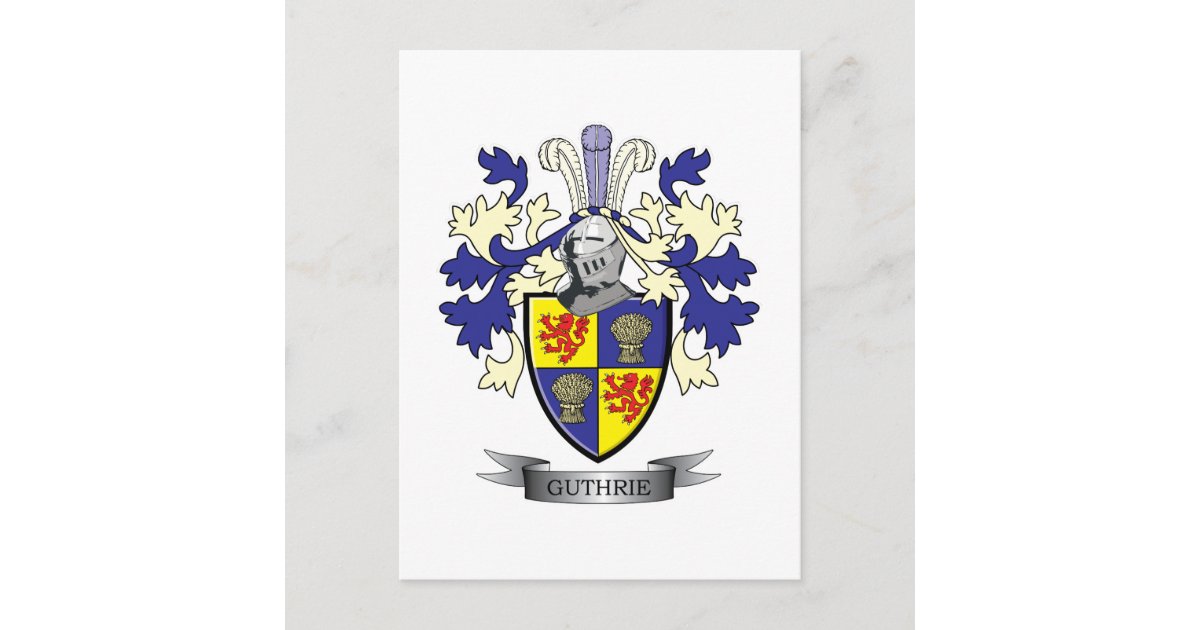 Guthrie Family Crest Coat of Arms Postcard | Zazzle