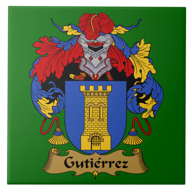 Gutierrez Family Coat of Arms Tile | Zazzle