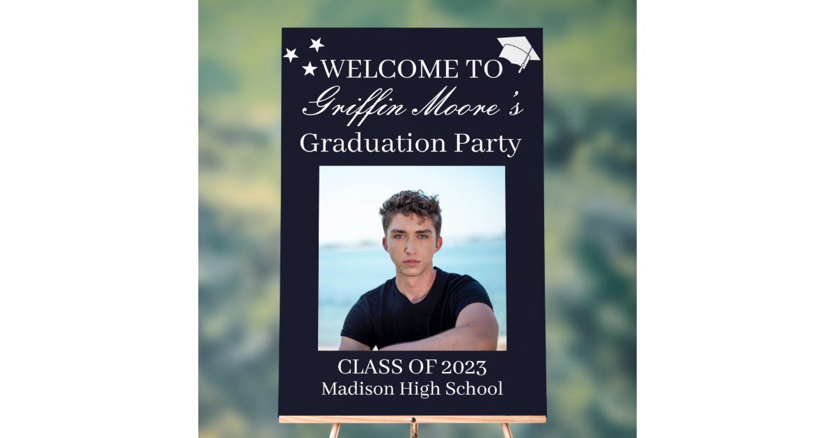 Guy Grad Modern Graduate Custom Photo Welcome Sign | Zazzle