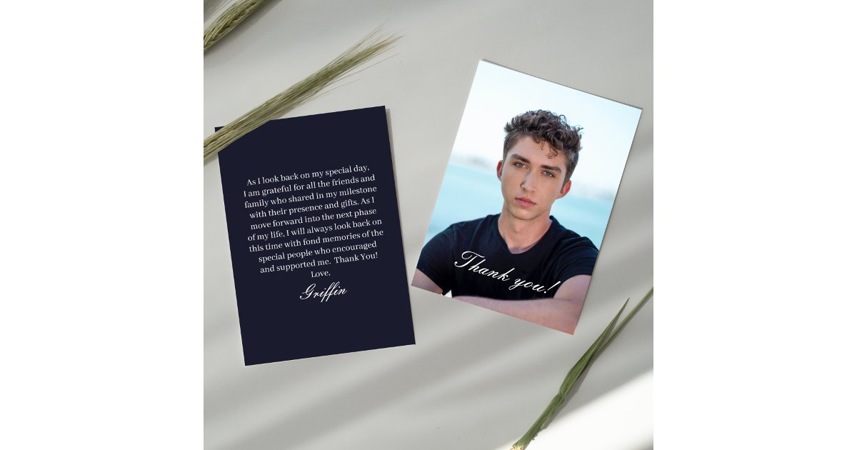 Guy Grad Modern Graduation Thank You Card | Zazzle