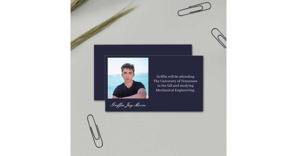 Guy Grad Modern Photo Graduation Name Card | Zazzle