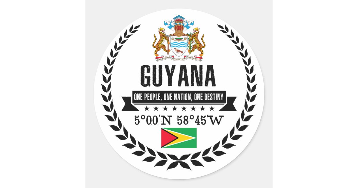 Guyana Classic Round Sticker | Zazzle