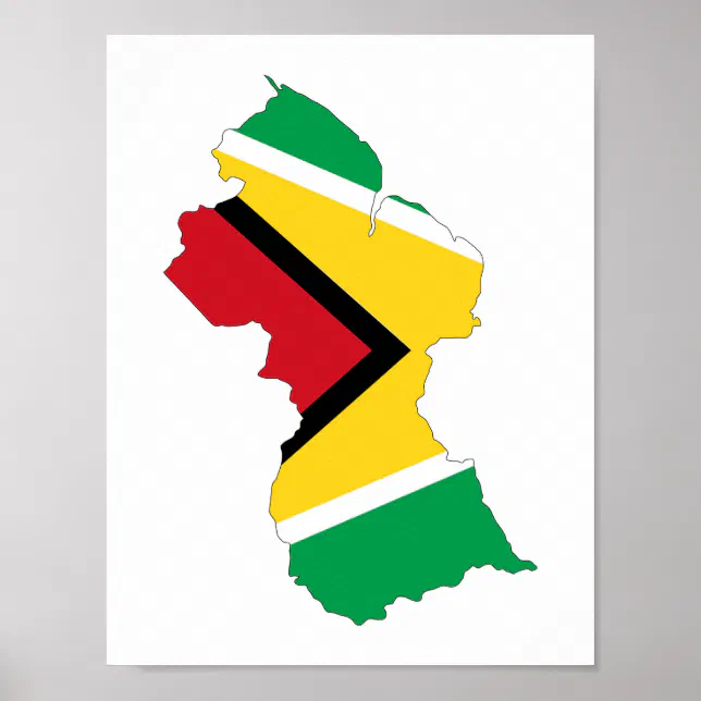 guyana country flag map shape symbol poster | Zazzle