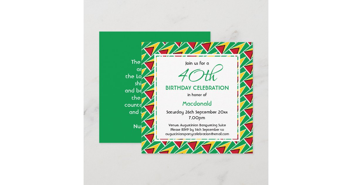 GUYANA FLAG Custom Birthday Celebration Invitation | Zazzle
