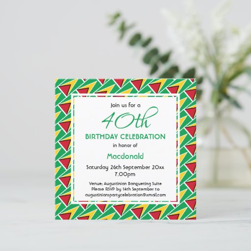 GUYANA FLAG Custom Birthday Celebration Invitation | Zazzle