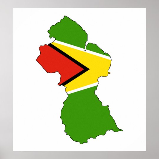 Guyana Flag Map full size Poster | Zazzle.com