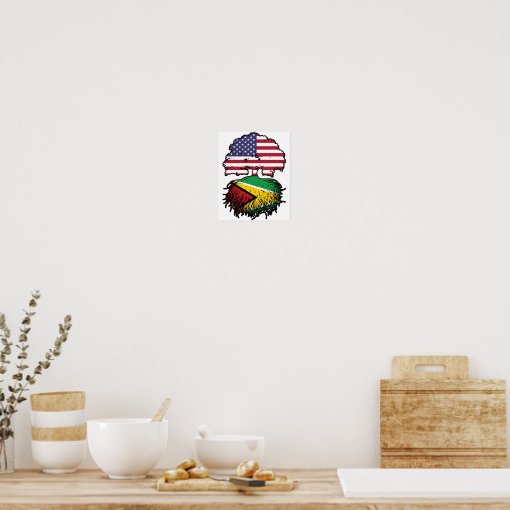 Guyana Guyanese American USA Tree Roots Flag Poster | Zazzle