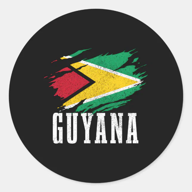 Guyana Pride Guyanese Flag Roots Classic Round Sticker | Zazzle