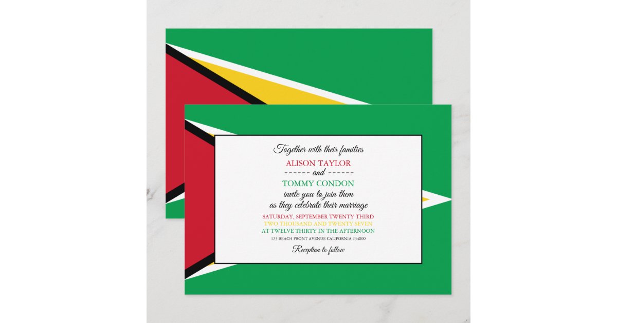 Guyanese Flag, Flag of Guyana Wedding Invitation | Zazzle