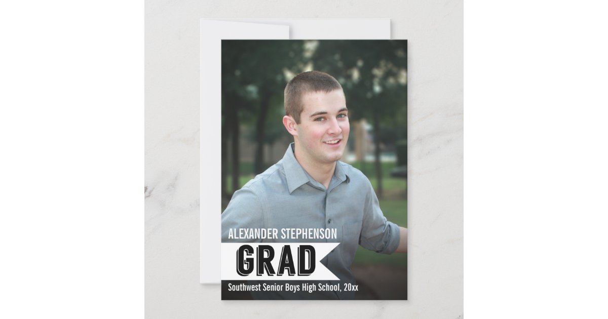 Guys Custom Banner Photo Graduation Invitation | Zazzle