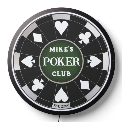 Guy's Gal's Poker Club Black Poker Chip LED Sign | Zazzle