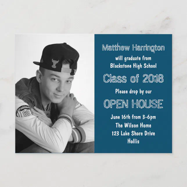 Guys High School Graduation Photo Invitations | Zazzle