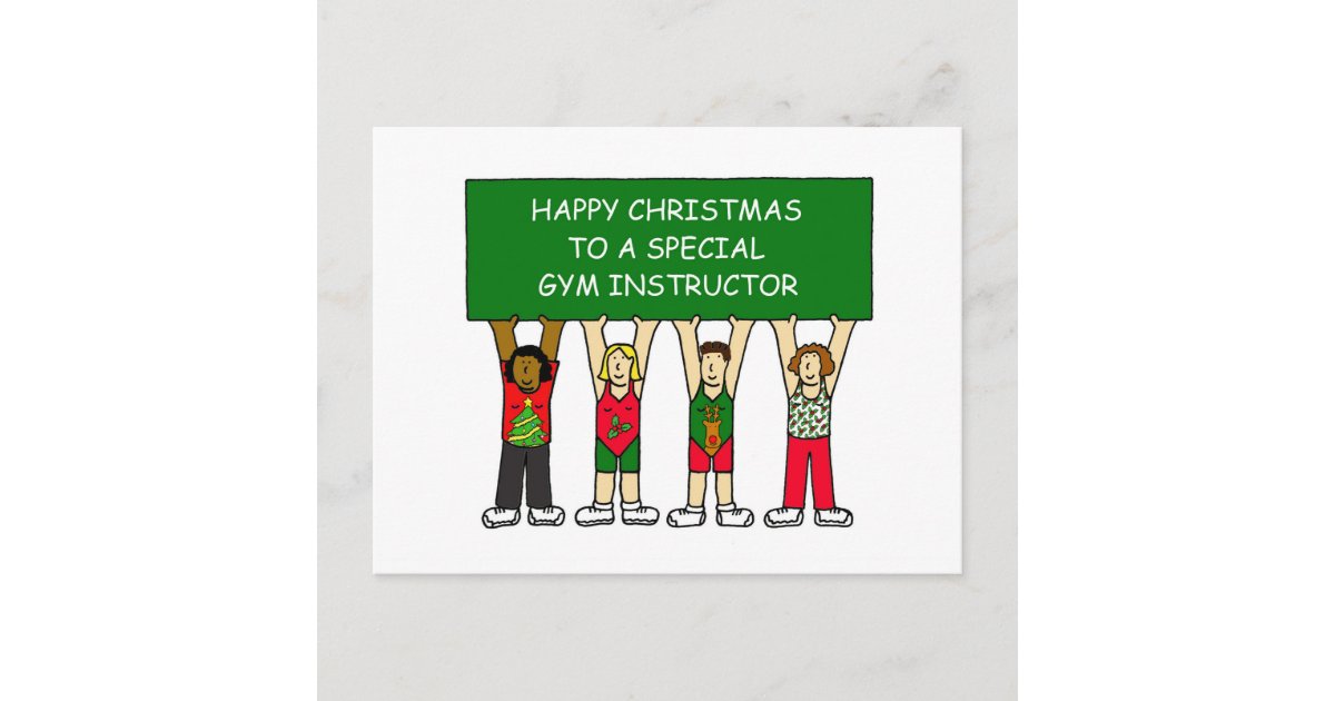 Gym Instructor Happy Christmas Holiday Postcard | Zazzle