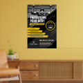 Gym Photo Black & Yellow Logo Workout Marketing Poster | Zazzle