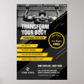 Gym Photo Black & Yellow Logo Workout Marketing Poster | Zazzle