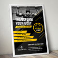 Gym Photo Black & Yellow Logo Workout Marketing Poster | Zazzle