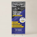 Gym Photo Blue & Yellow Logo Fitness Promotional Retractable Banner ...